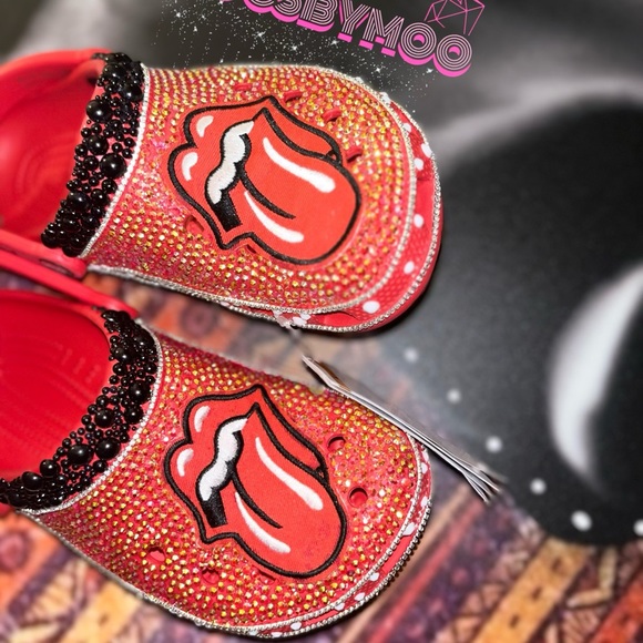 CROCS | Shoes | Custom Red Bubble Slides | Poshmark
